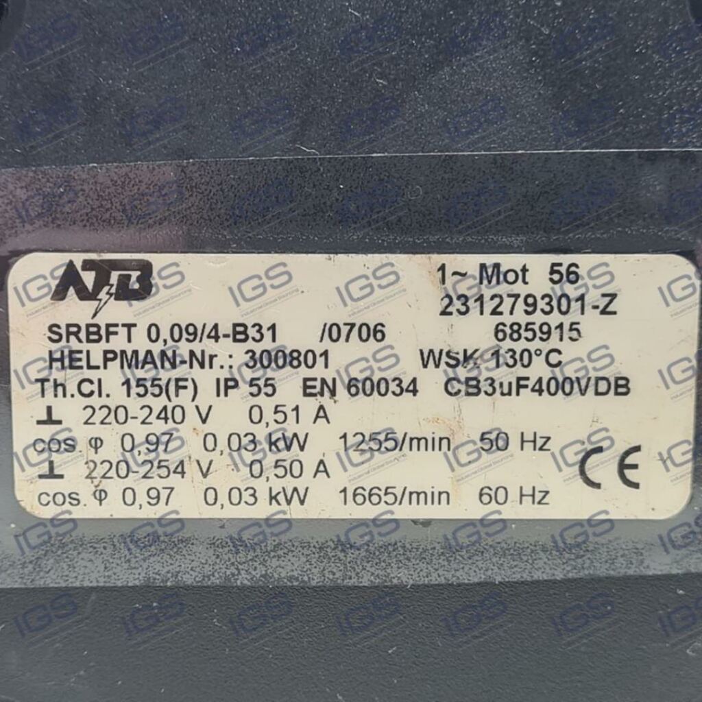 ATB SRBFT 0,09.4-B31.CB3UF400VDB Motor industrial ATB | IGS Rolamentos